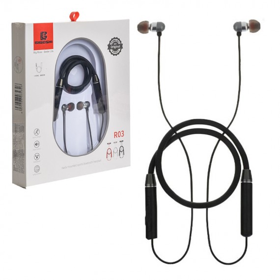 فروش عمده هندزفری بلوتوث پشت گردنی بیبوشی (BIBOSHI) مدل R03