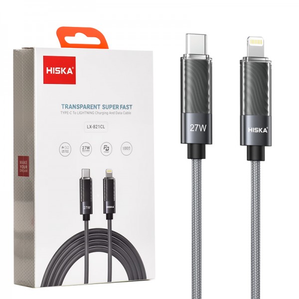 پخش عمده کابل تایپ سی به آیفون (Type-C TO Lightning) هیسکا (HISKA) طول 1 متر مدل LX-821CL
