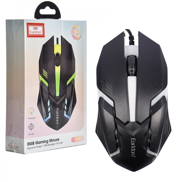 فروش عمده موس گیمینگ سیم دار LED RGB ارلدام (Earldom) مدل ET-KM1