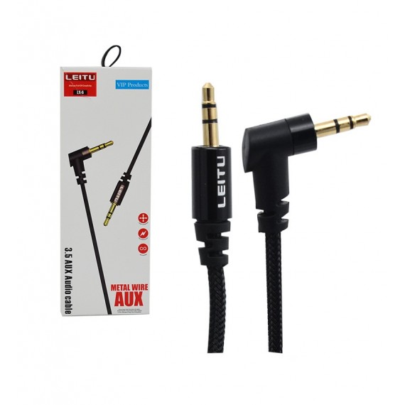 فروش عمده کابل 1 به 1 صدا (AUX) طول 1 متر 90 درجه لیتو (LEITU) مدل LX-6