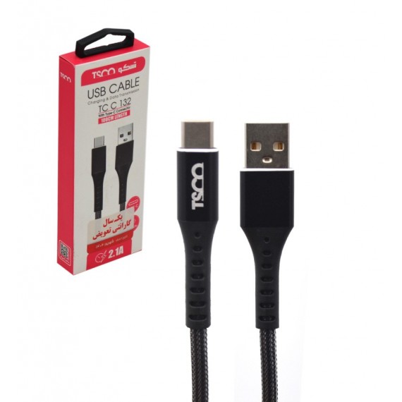 فروش عمده کابل تایپ سی (Type-C) طول 1 متر تسکو (TSCO) مدل TC C132