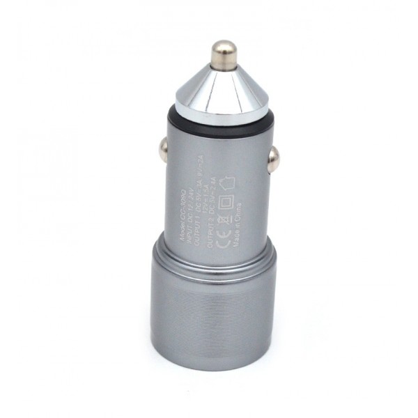 فروش عمده شارژر فندکی 12 وات دو پورت + کابل تایپ سی هیسکا (HISKA) مدل CC-309Q