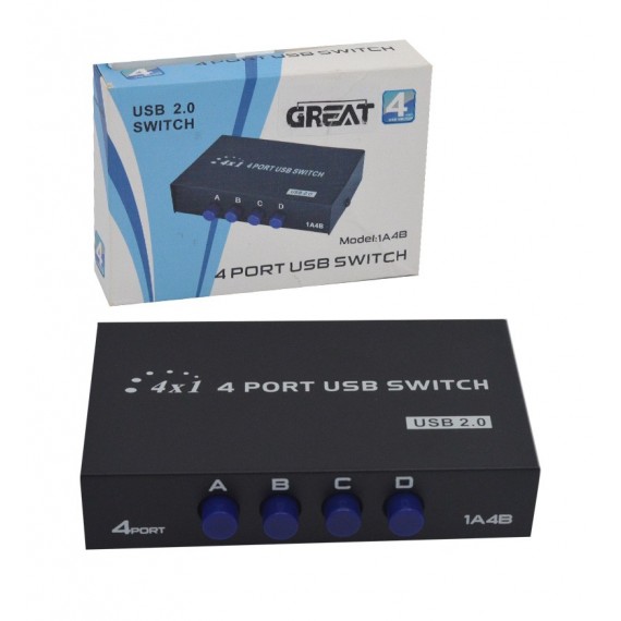 خرید اینترنتی USB سوئیچ دستی 4 پورت گریت (GREAT) مدل 1A4B