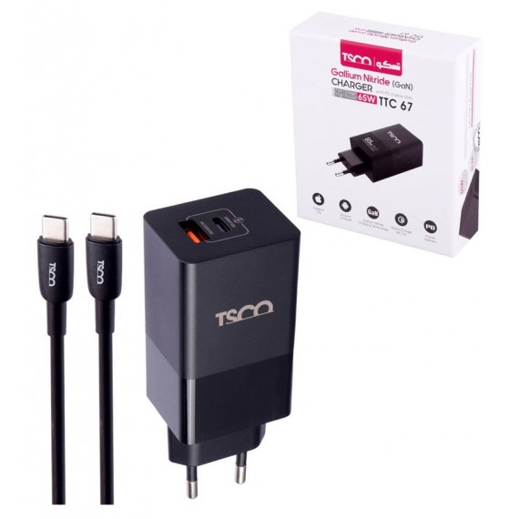 خرید اینترنتی فست شارژر + کابل تایپ سی تسکو (TSCO) مدل TTC 67