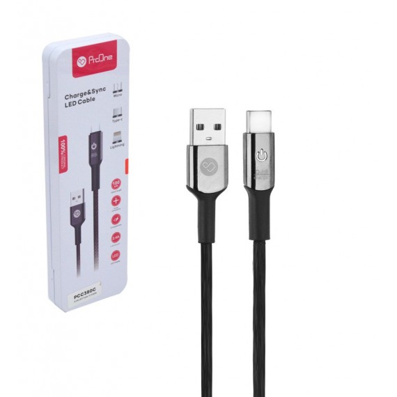خرید عمده کابل تایپ سی (Type-C) طول 1 متر پرووان (ProOne) مدل PCC380C
