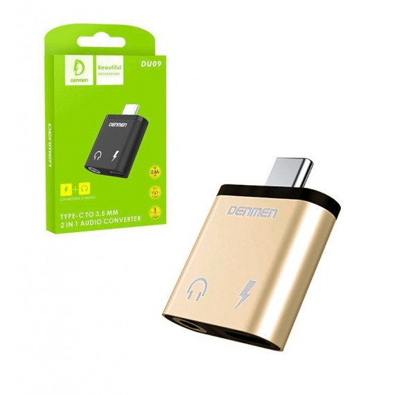 فروش عمده تبدیل Type-c به جک 3.5 میلی متری و تایپ سی Denmen مدل DU09