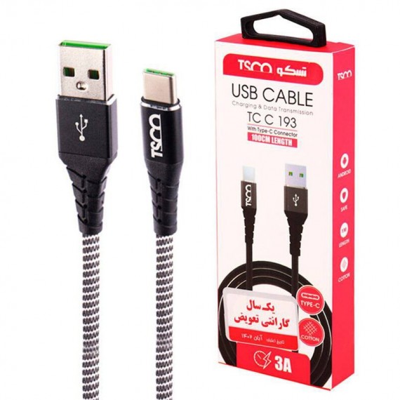 فروش عمده کابل تایپ سی (Type-C) طول 1 متر تسکو (TSCO) مدل TCC193