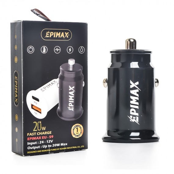 خرید عمده شارژر فندکی 20 وات دو پورت اپیمکس (EPIMAX) مدل EU-59