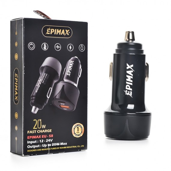 فروش عمده شارژر فندکی 20 وات دو پورت اپیمکس (EPIMAX) مدل EU-58