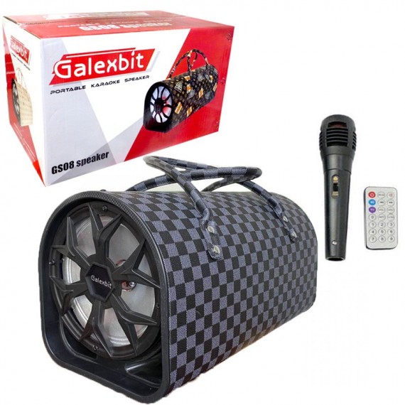 خرید عمده اسپیکر بلوتوث چمدانی رم و فلش خور گلکس بیت (Galexbit) مدل GS08 طرح Plaid