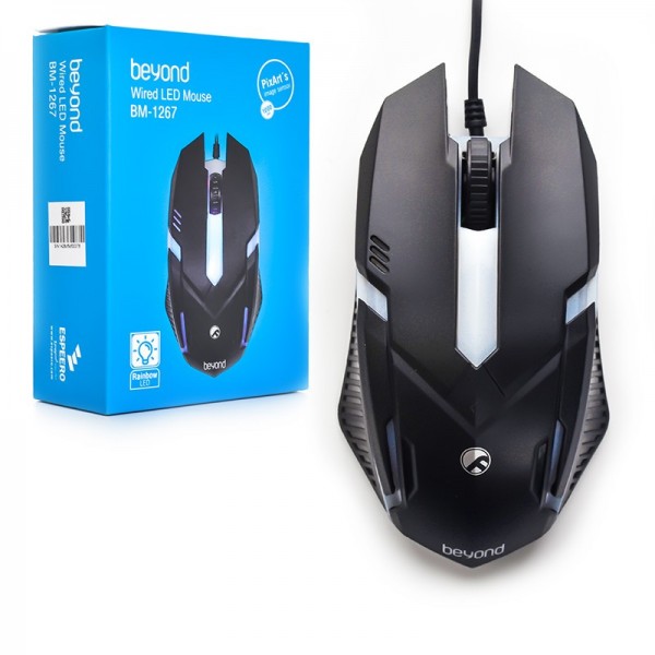 فروش عمده موس دارای نور LED سیم دار بیاند (Beyond) مدل BM-1267