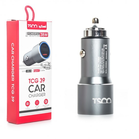 حرید عمده شارژر فندکی + کابل تایپ سی تسکو (TSCO) مدل TCG 39