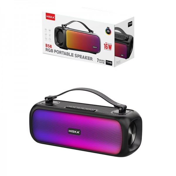 فروش عمده اسپیکر بلوتوث فلش خور RGB دار هیسکا (HISKA) مدل B58