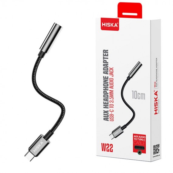 خرید عمده کابل تبدیل تایپ سی به جک 3.5 میلی متر ( Type-C to Aux) هیسکا (HISKA) مدل W22