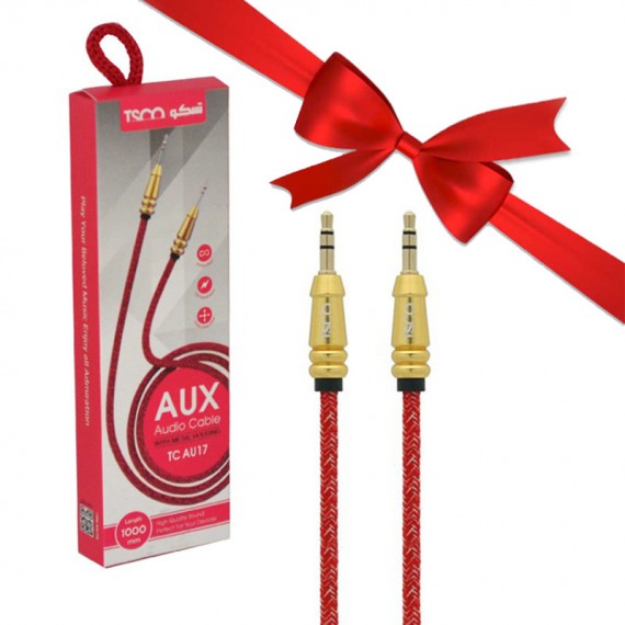 فروش عمده بسته 10 عددی کابل 1 به 1 صدا (AUX) تسکو (TSCO) طول 1 متر مدل TC AU 17 + یک عدد رایگان