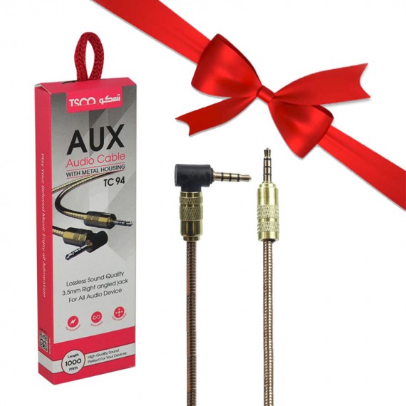 فروش عمده بسته 10 عددی کابل 1 به 1 صدا (AUX) تسکو (TSCO) طول 1 متر مدل TC 94 + یک عدد رایگان