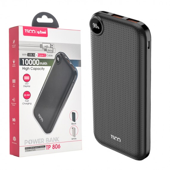 فروش عمده پاوربانک تسکو (TSCO) مدل TP806 ظرفیت 10000mAh
