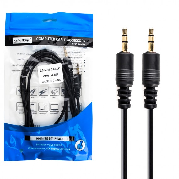 خرید عمده کابل 1 به 1 صدا (AUX) مینی اسکای (MiniSKY) طول 1.5 متر مدل VM01