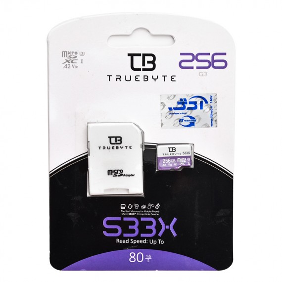 فروش عمده رم موبایل تروبایت (TRUE BYTE) مدل 256GB Micro SD 533X U3 + خشاب