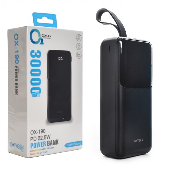 فروش عمده پاوربانک اکسیژن (OXYGEN) مدل OX-190 ظرفیت 30000mAh