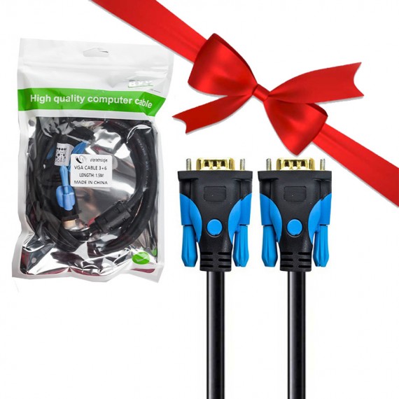 فروش عمده بسته 10 عددی کابل سوکت طلایی VGA (3+6) بی ایکس وای (BXY) طول 1.5 متر + یک عدد رایگان