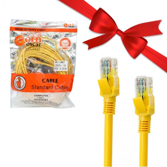 فروش عمده بسته 6+30 کابل شبکه CAT5 پچ کرد طول 10 متر Gold Oscar (شش عدد هدیه)