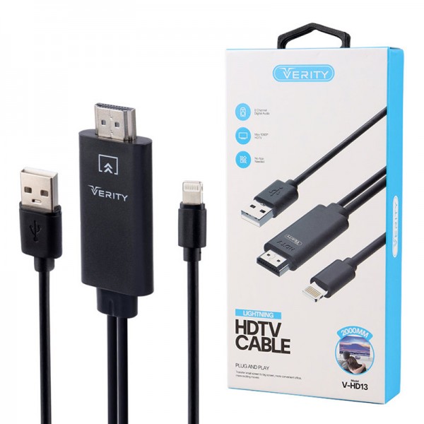 فروش عمده کابل MHL لایتنینگ ( Lightning To HDMI) وریتی (VERITY) طول 2 متر مدل V-HD13