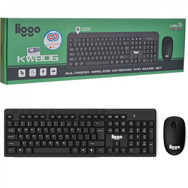 فروش عمده کیبورد و موس بی سیم لیگو (LIGGO) مدل KW806
