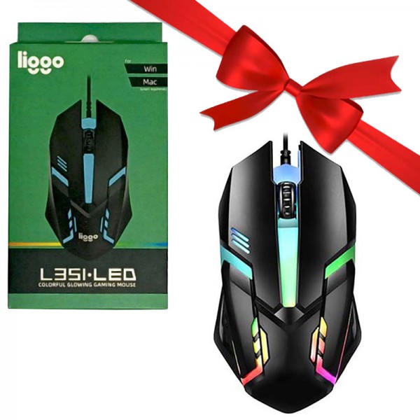 فروش عمده بسته 1+10 موس گیمینگ سیم دار لیگو (LIGGO) مدل L351 (یک عدد هدیه)