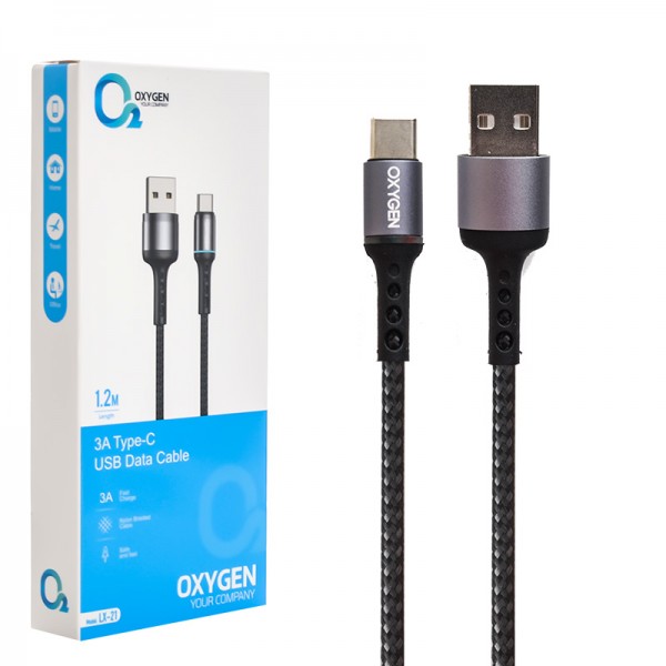 پخش عمده کابل تایپ سی (Type-C) اکسیژن (OXYGEN) طول 1.2 متر مدل LX-21