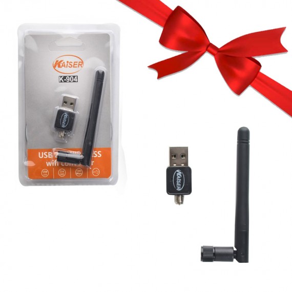 پخش عمده بسته 1+10 دانگل شبکه وای فای (Wi-Fi) آنتن دار کایزر (KAISER) مدل K-904 (یک عدد هدیه)