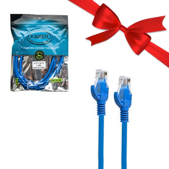 فروش عمده بسته 1+10 کابل شبکه UTP CAT5 کایزر (KAISER) طول 1.5 متر (یک عدد هدیه)