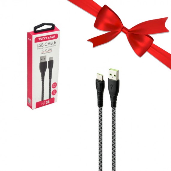 فروش عمده بسته 1+10 کابل تایپ سی (Type-C) کنفی تسکو (TSCO) طول 1 متر مدل TC C206 (یک عدد هدیه)