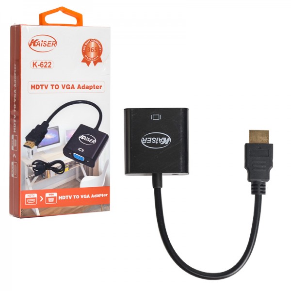 فروش عمده کابل تبدیل HDMI TO VGA همراه کابل صدا کایزر (KAISER) مدل K-622