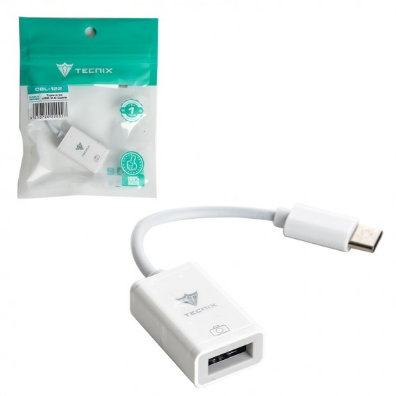فروش عمده کابل تبدیل USB2.0 To Type-C تکنیکس (TECNIX) طول 10 سانتی متر مدل CBL-122